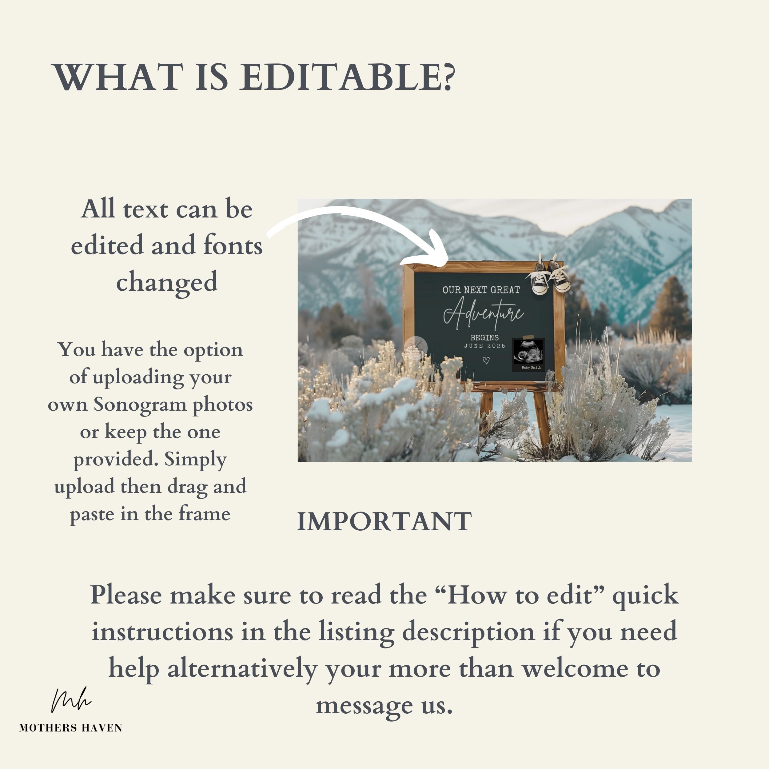 Winter Digital Pregnancy Announcement, Simple Editable Template, Next ...