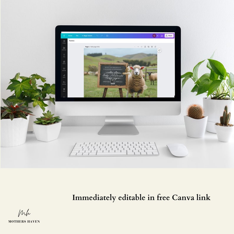 Sheep Digital Pregnancy Announcement,editable Template, Expecting, New ...