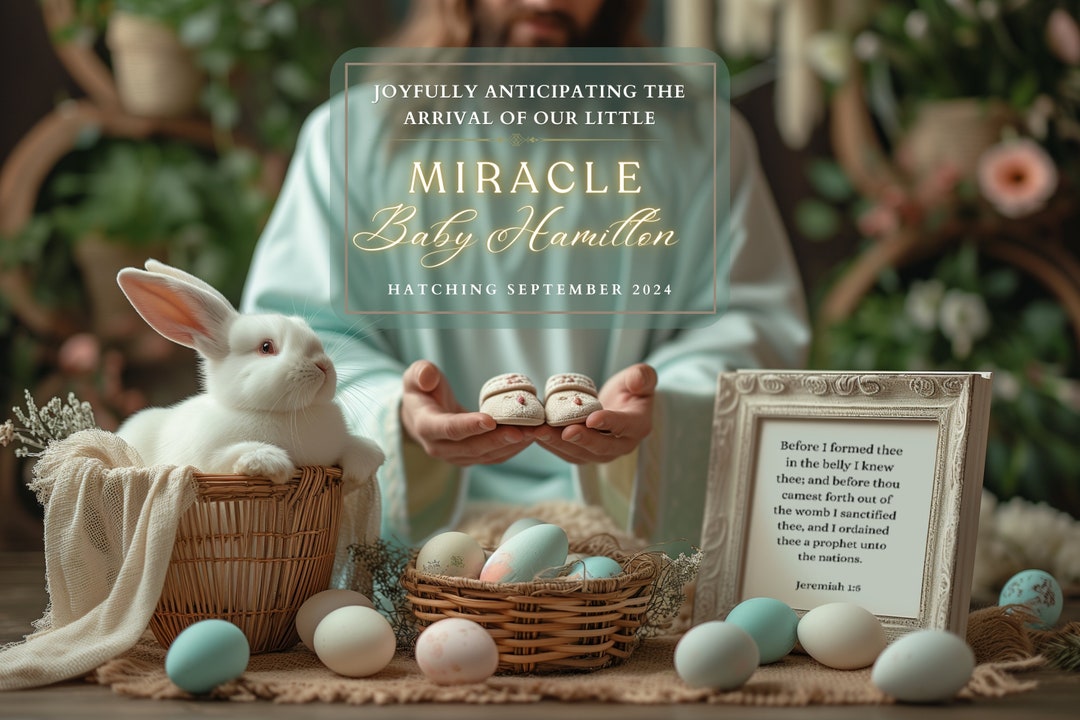 Christian Pregnancy Announcement for Easter, Miracle Baby, Jesus Christ ...