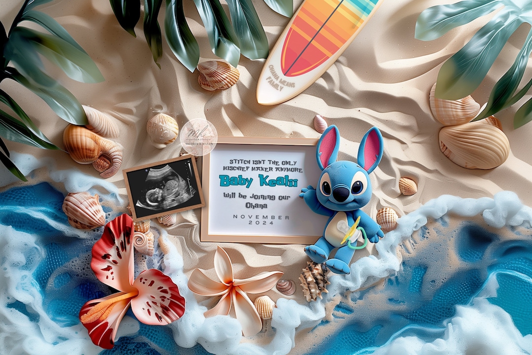 Ohana Stitch Digital Pregnancy Announcement Template, Lilo Stitch ...