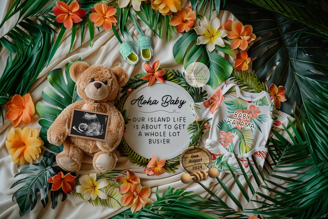 Aloha Baby Pregnancy Announcement, Tropical Hawaiian Theme (digital ...