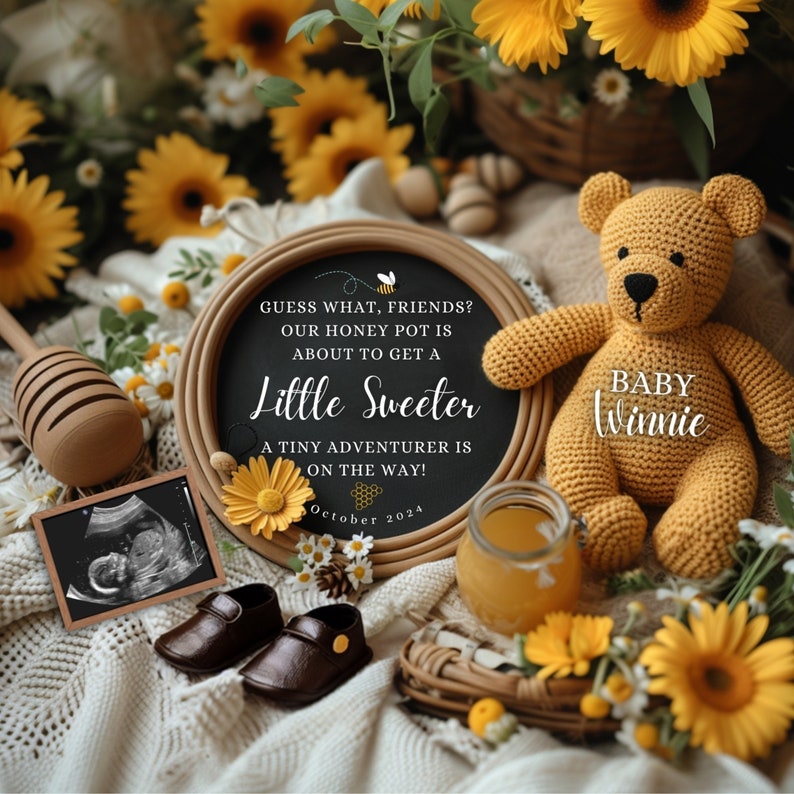 Digital Pregnancy Announcement, Editable Template, Honey, Little ...