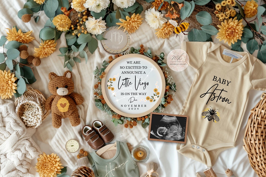 Zodiac Sign Digital Pregnancy Announcement, Virgo Astrology Theme, Self ...