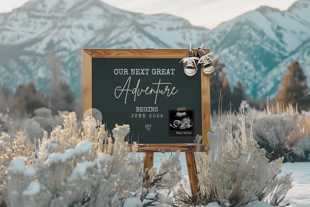 Winter Digital Pregnancy Announcement, Simple Editable Template, Next ...