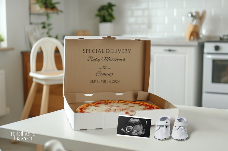 Pizza Lover Pregnancy Announcement Digital Template, a Special Delivery ...