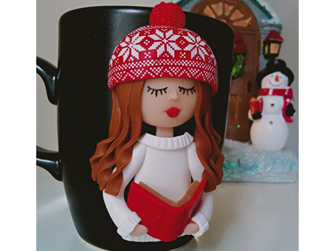 Winter-themed Mug With Girl Reading a Book Cozy Reading - Etsy