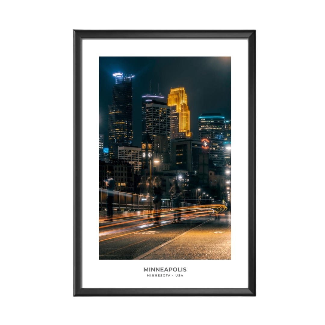 Minneapolis Minnesota Wall Art | Twin Cities Skyline Print | Digital ...