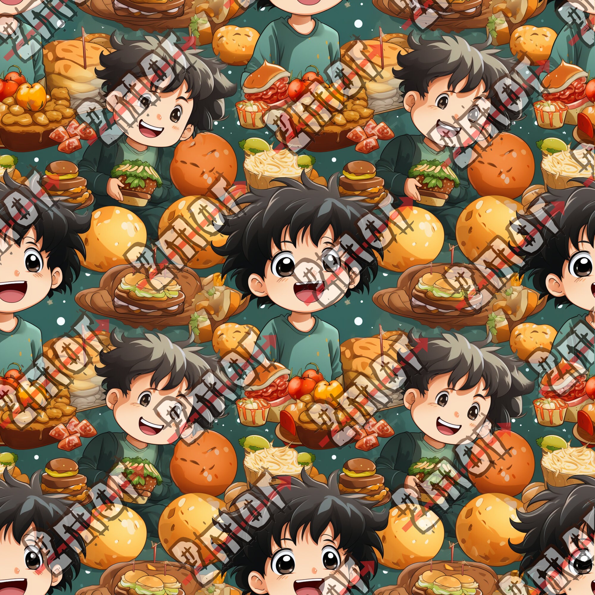 Seamless Pattern Anime Style Pack of 6 Patterns, Seamless Wrapping ...