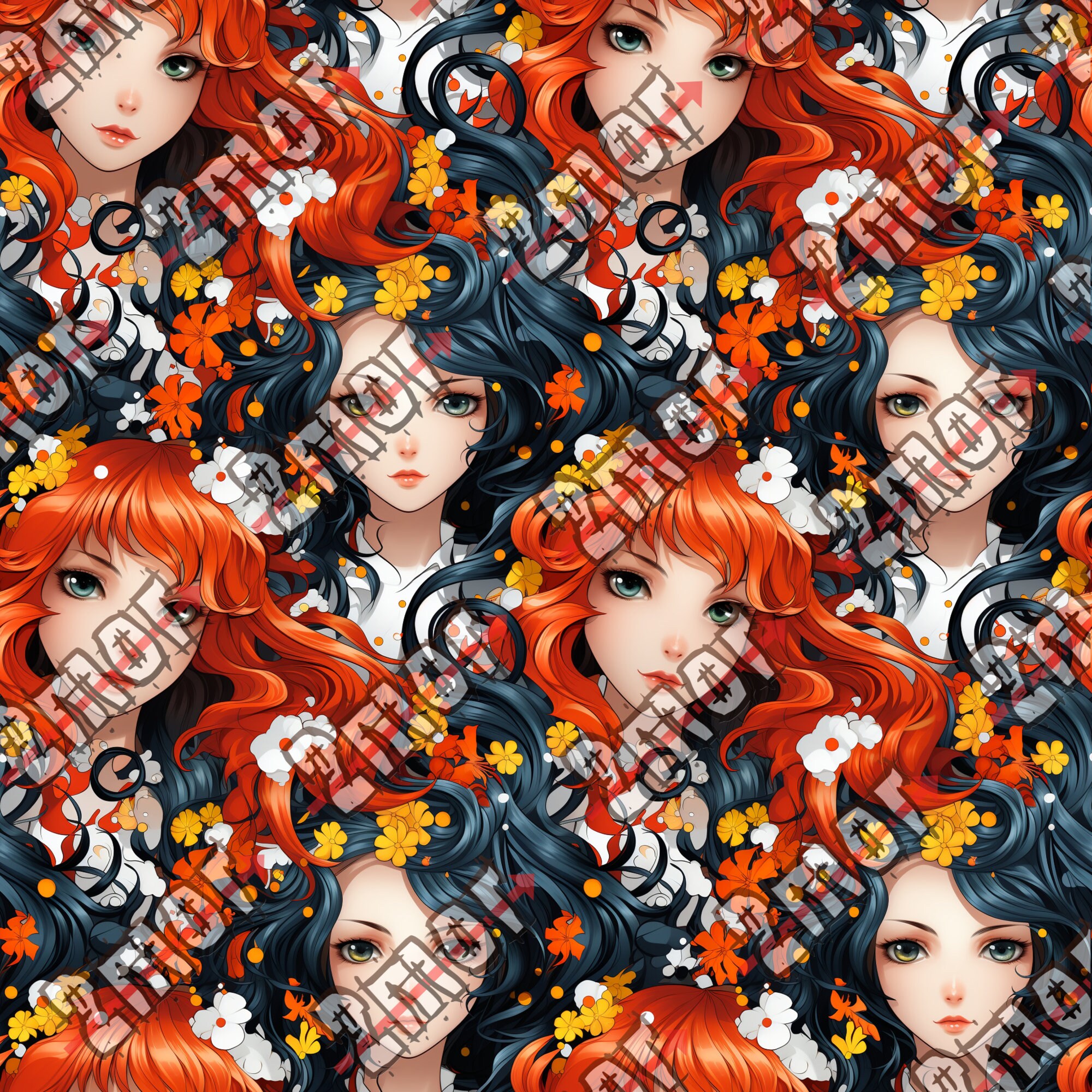 Seamless Pattern Anime Style Pack of 6 Patterns, Seamless Wrapping ...