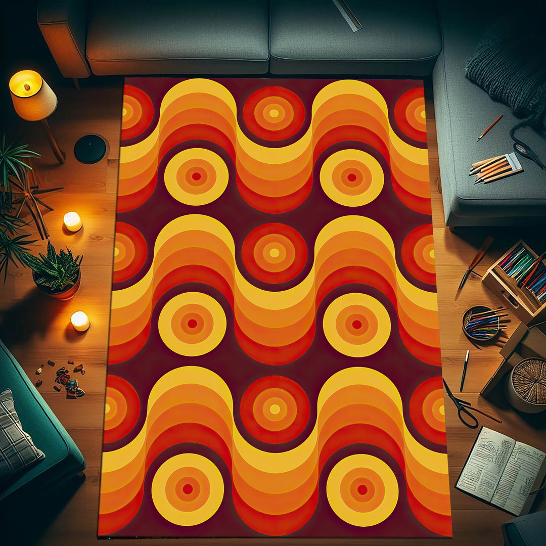 Retro Rug, Orange Rug, Pattern Rug, Minimalist Rug, Gothic Rug,teen ...