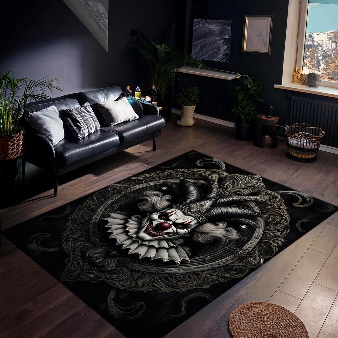 Creepy Clown Rug for Gothic Decor, Goth Clown Rug, Halloween Decor ...