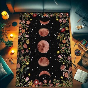 Moonlight Rug, Mystic Rug,mystic Theme Rug,moon Phase Rug,night Rug ...