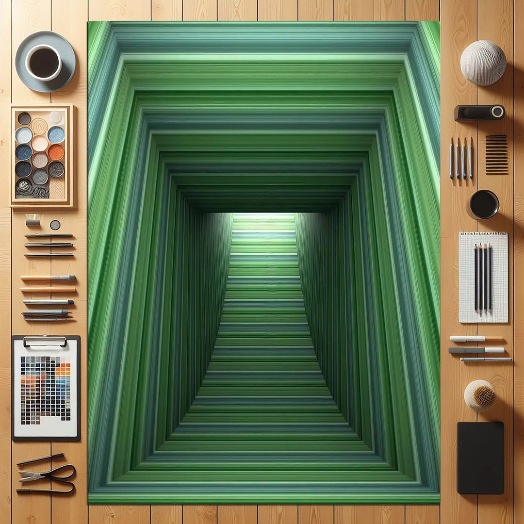 Tunnel Rug, Optical Illusion Rug, Illusion Rug, Rectangular Illusion ...