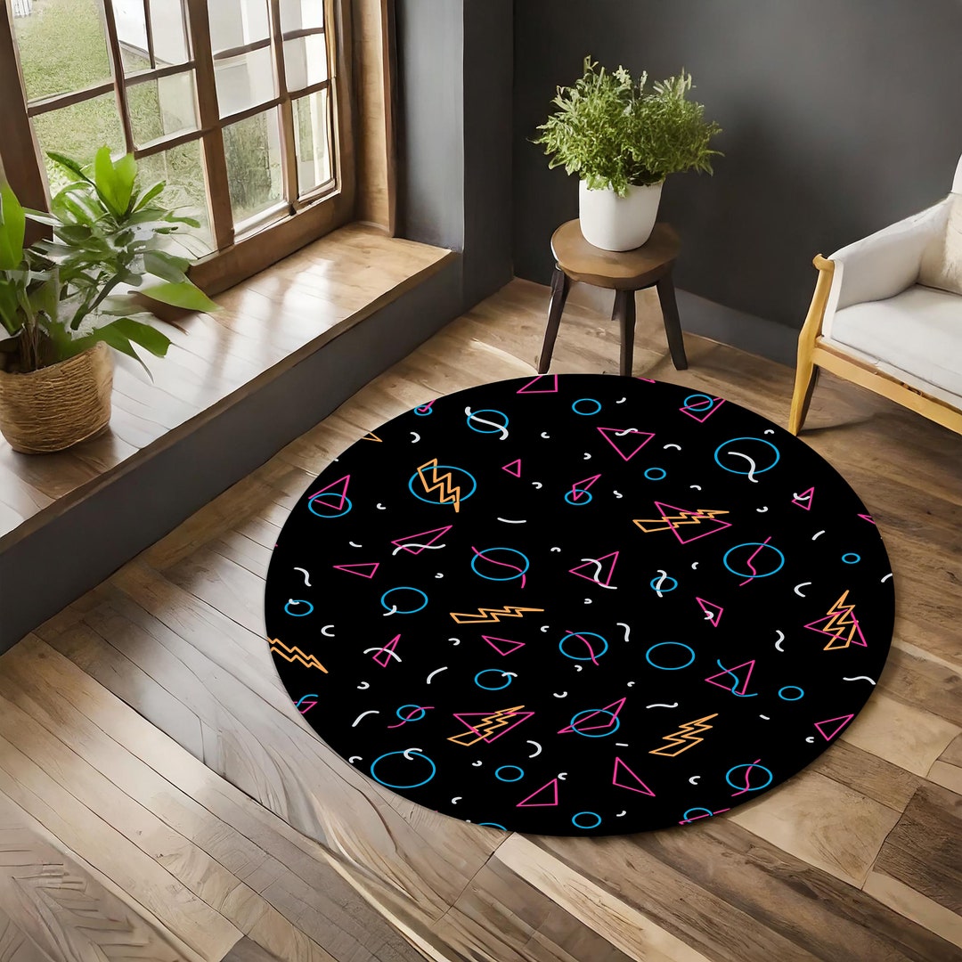 Arcade Round Rug, Spacey Rug for Gaming Room, Gaming Carpet, Arcade ...