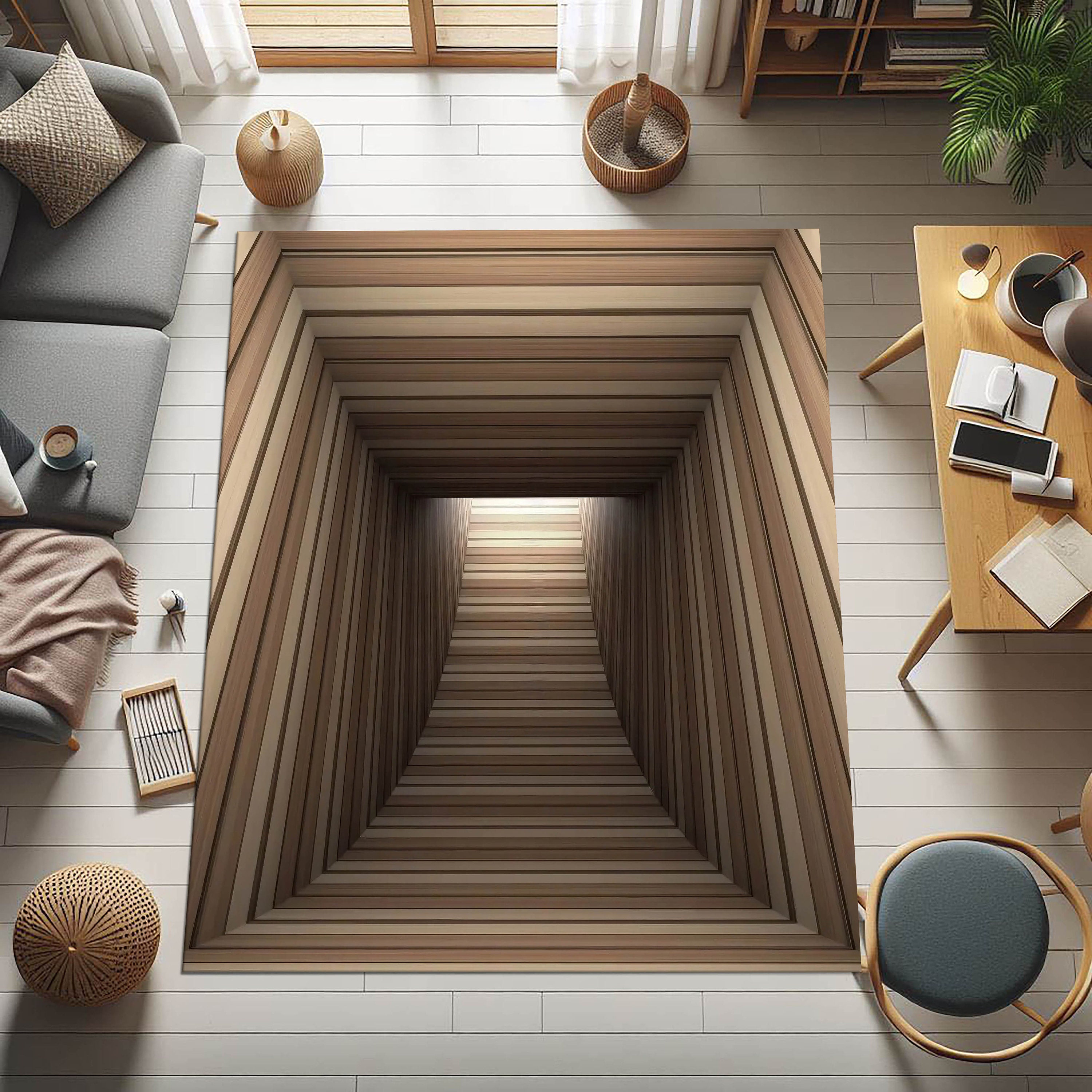 Tunnel Rug, Optical Illusion Rug, Illusion Rug, Rectangular Illusion ...