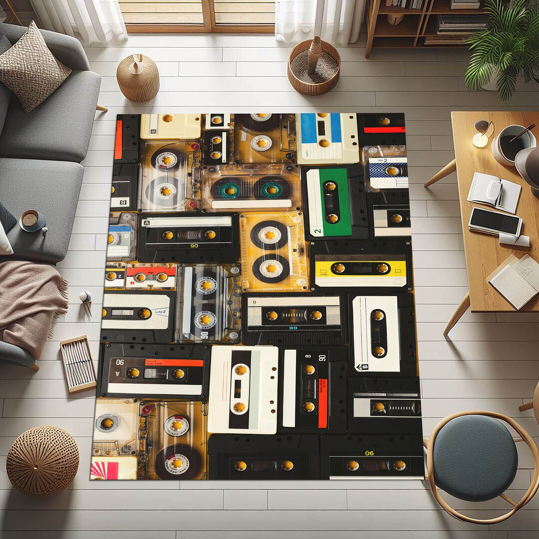Retro Cassette Rug, 90s Rug, Tape Rug, Retro Design Rug, Non Slip ...