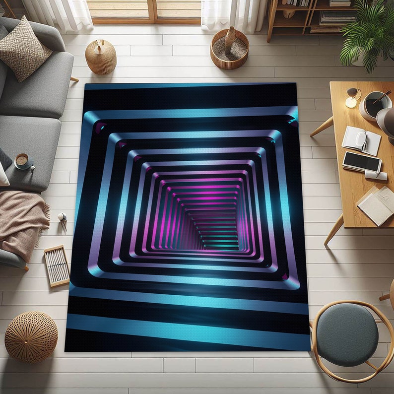 Tunnel Rug, Optical Illusion Rug, Illusion Rug, Rectangular Illusion ...