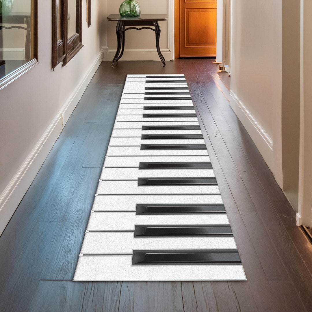 Musical Runner Rug, Design Piano Keys Rug, Music Room Rug, Piano Rug ...