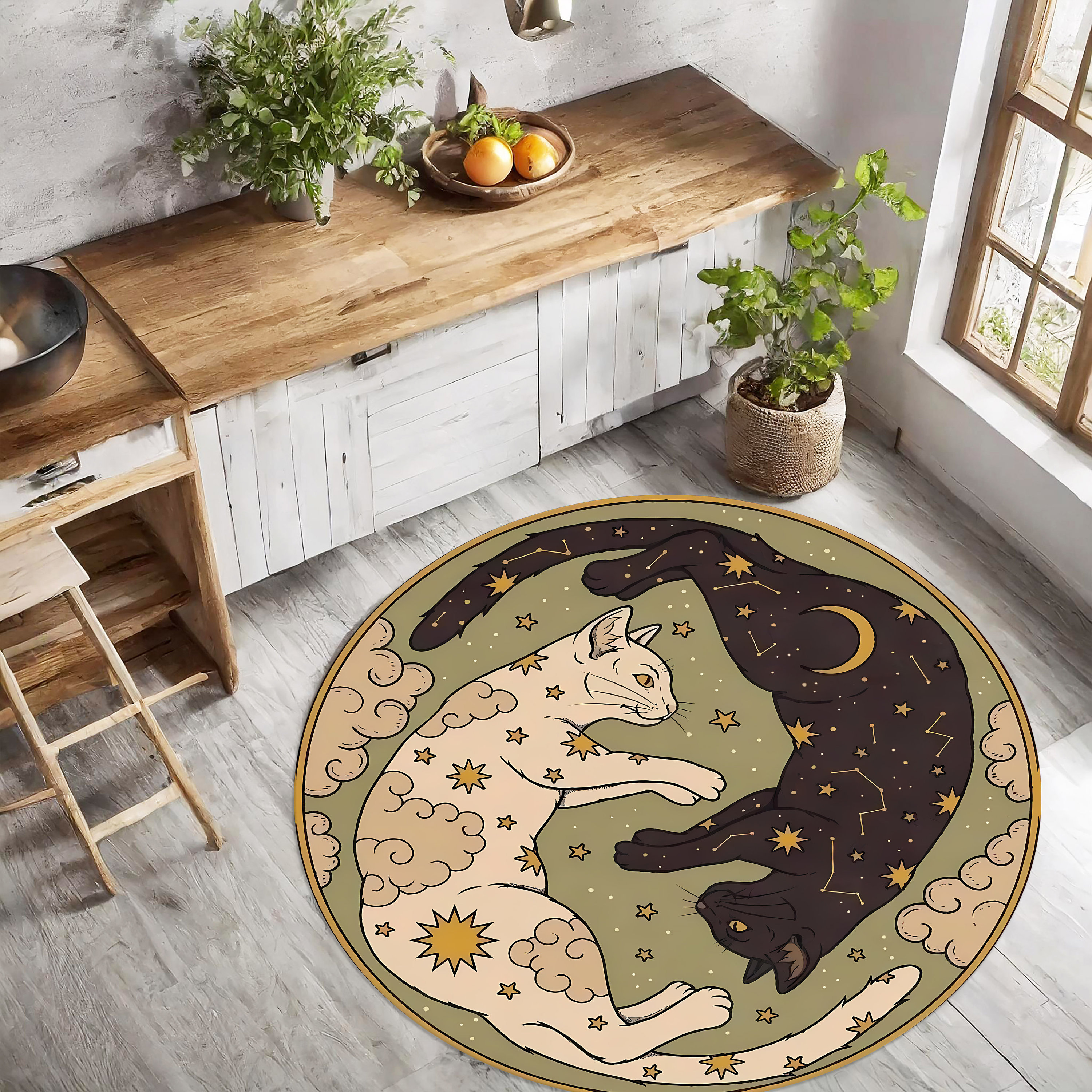 Cat Rugs, Round Rug, Circle Rugs, Animal Rug, Boho Rug, Luxury Rug ...