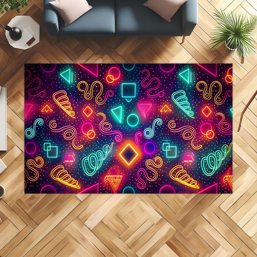 Arcade Alley Rug,gaming Room Rug, 80's Rug, Glow Rug, E-sport Rug, Neon ...