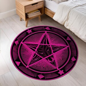 Pentagram Rug, Pentagram Round Rug, Protection Symbol Rug, Gothic ...