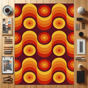 Retro Rug, Orange Rug, Pattern Rug, Minimalist Rug, Gothic Rug,teen ...