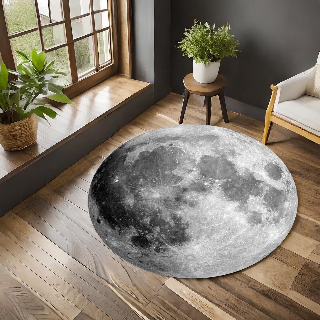 Moon Rug, Moon Round Rug, Round Carpet, Gamer Room Rug, Moon Lover Gift ...