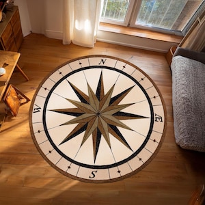 Compass Rug, Sailor Decor, Nautical Rug Compass Themed Mat, Yacht ...