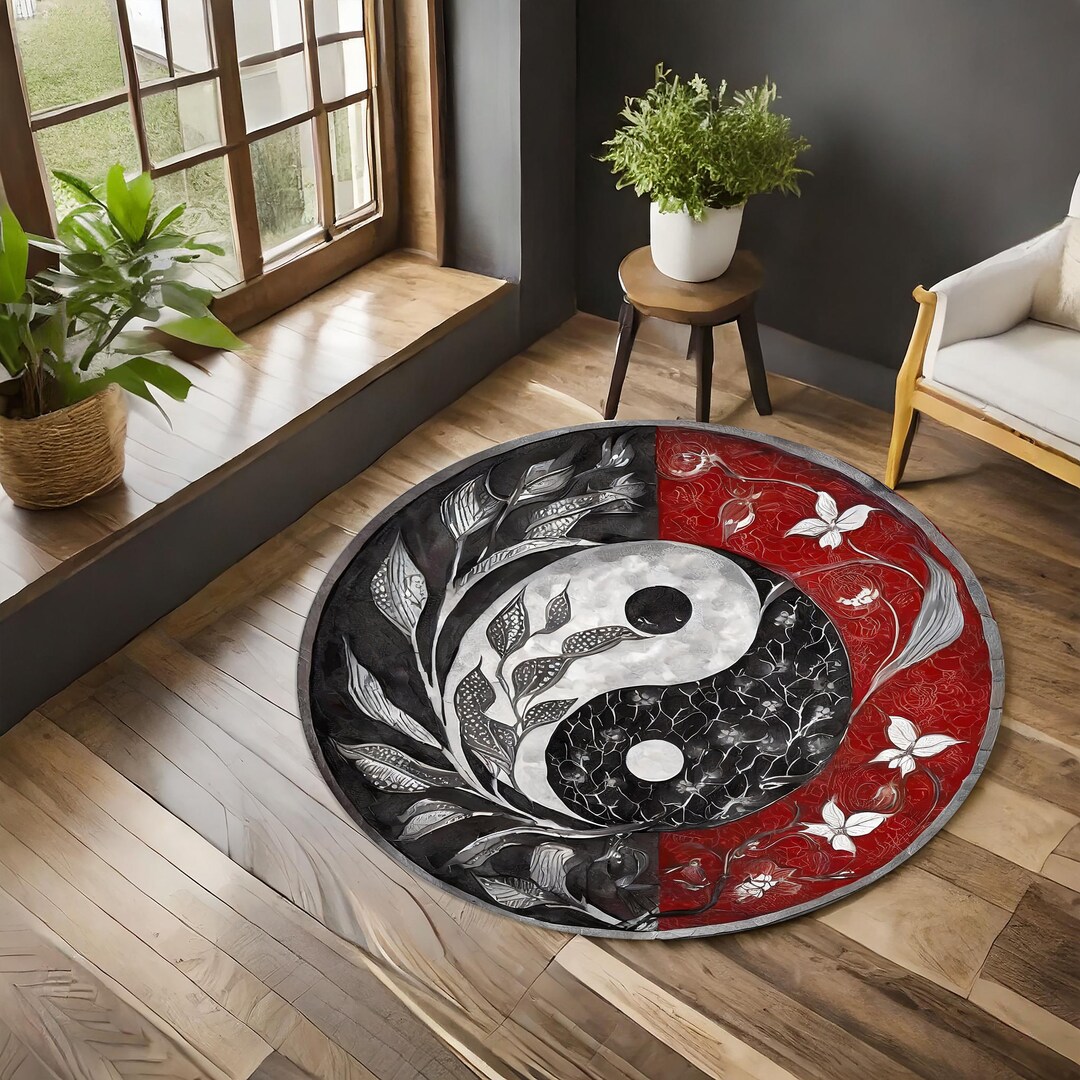 Yin Yang Round Rug, Yin Yang Meditation Rug, Meditation Carpet, Yoga ...