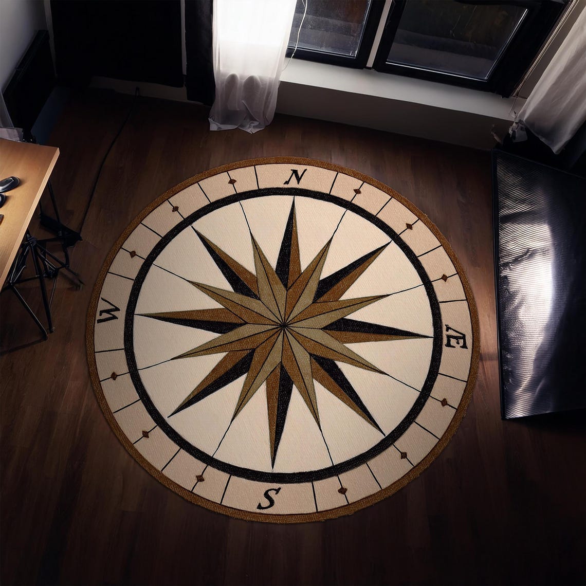 Compass Rug, Sailor Decor, Nautical Rug Compass Themed Mat, Yacht ...