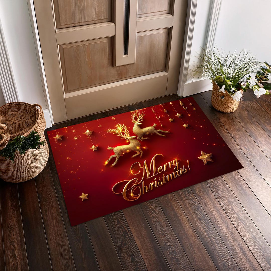Merry Christmas Rug, 2025, Merry Christmas Rug, Pine Tree, Christmas ...
