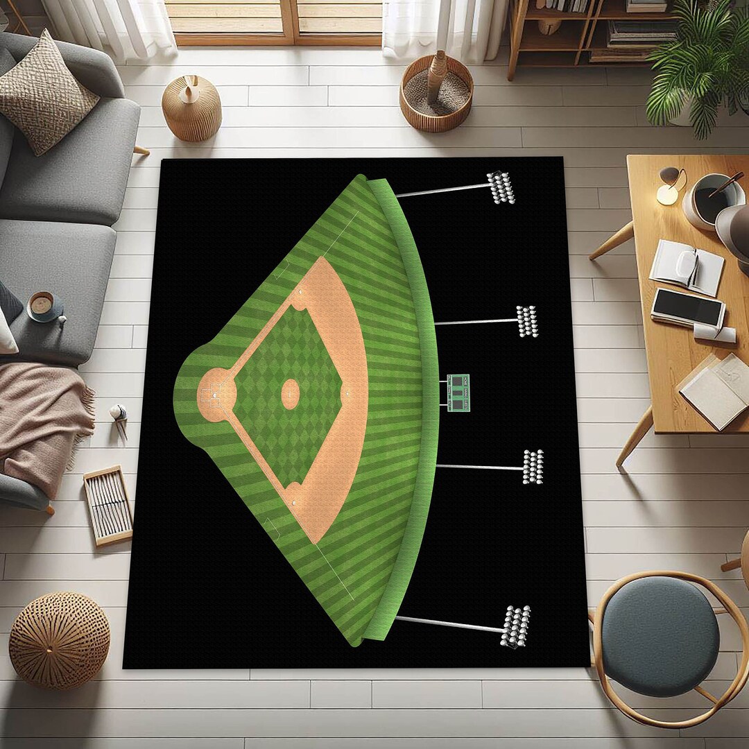 Baseball Rug, Baseball Field, Stadium Rug, Ballparks Rug, Baseball Area ...