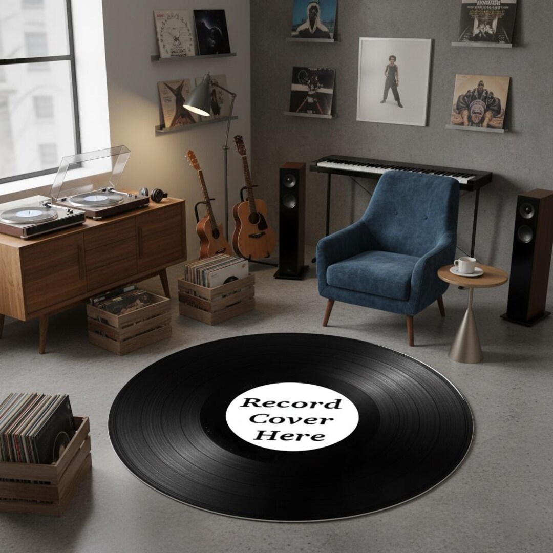 Album Rug, Record Round Rug, Personalized Rug, Retro Record Rug ...