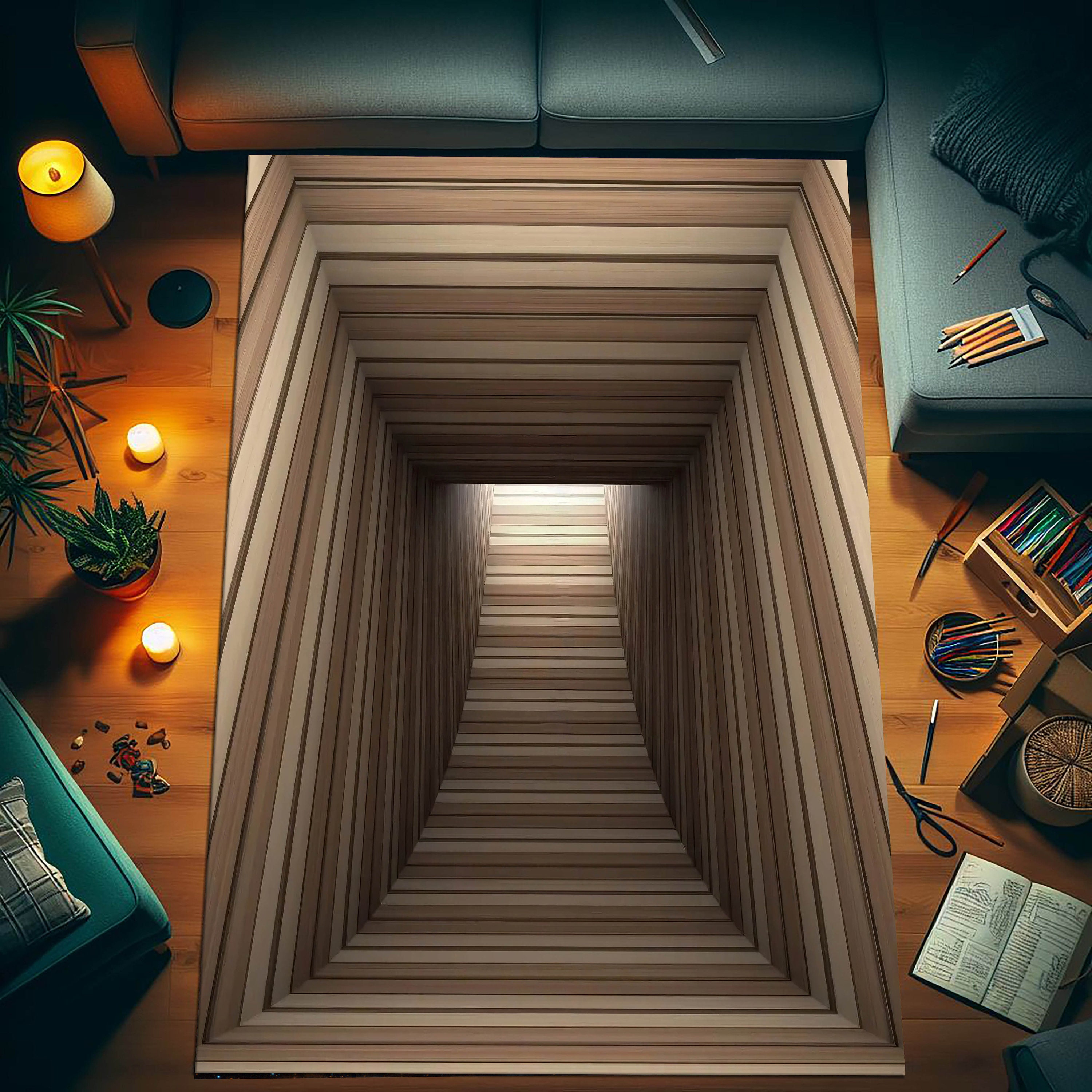 Tunnel Rug, Optical Illusion Rug, Illusion Rug, Rectangular Illusion Rug, Vortex Illusion Rug ...