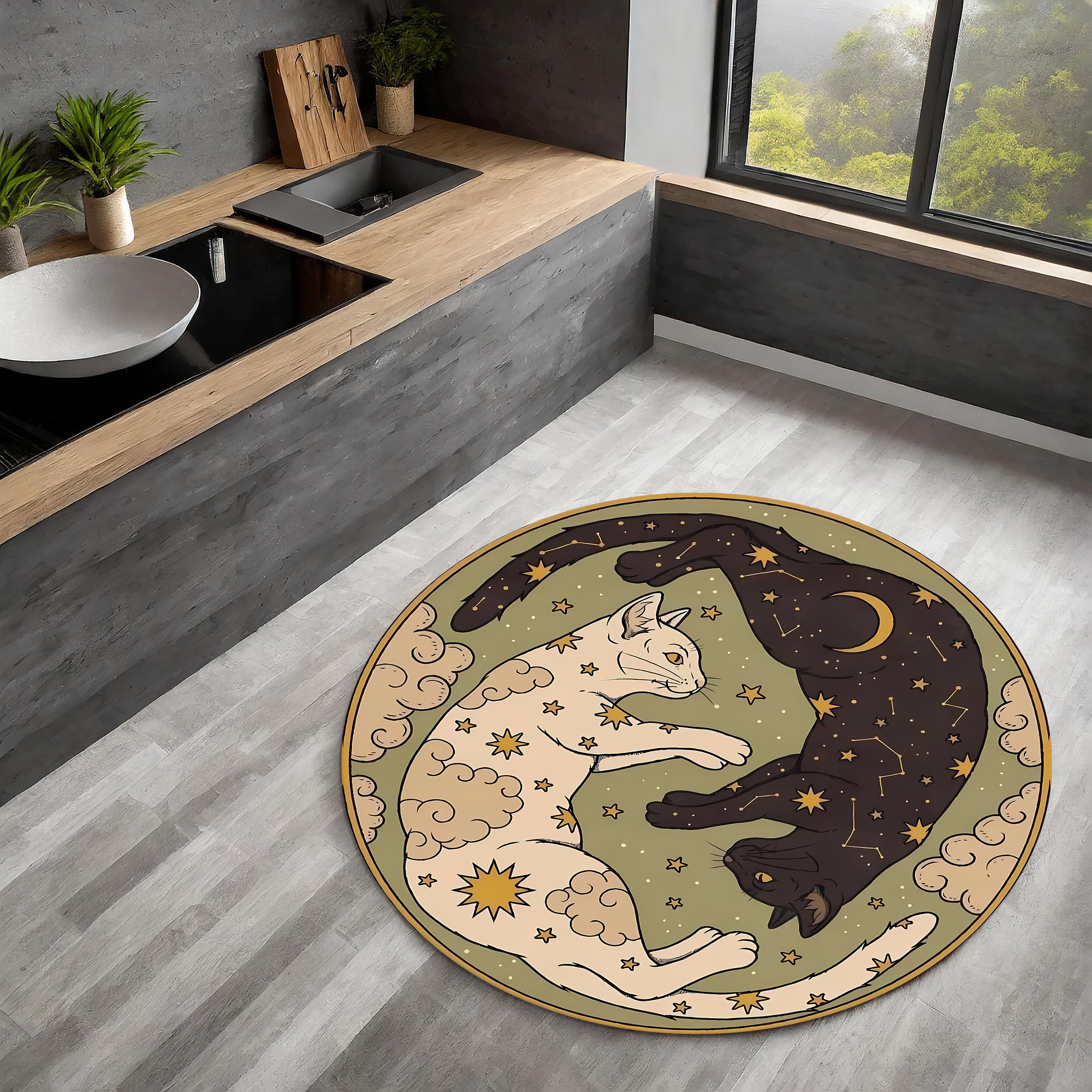 Cat Rugs, Round Rug, Circle Rugs, Animal Rug, Boho Rug, Luxury Rug ...