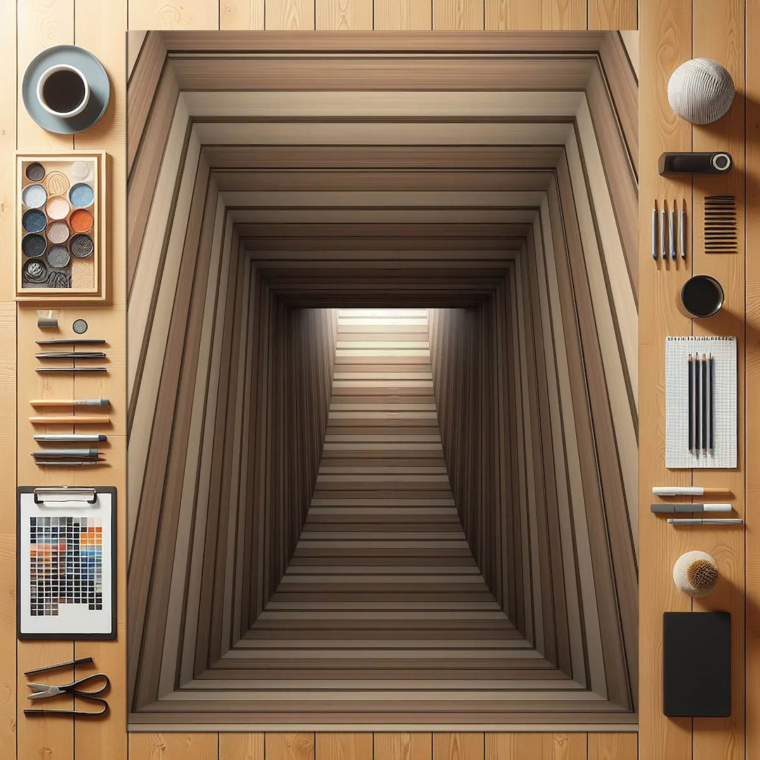 Tunnel Rug, Optical Illusion Rug, Illusion Rug, Rectangular Illusion Rug, Vortex Illusion Rug ...