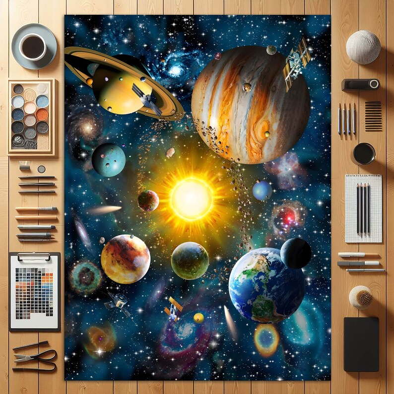 Solar System Rug, Space Design Rug, Planet Rug, Educational Rug, Space ...