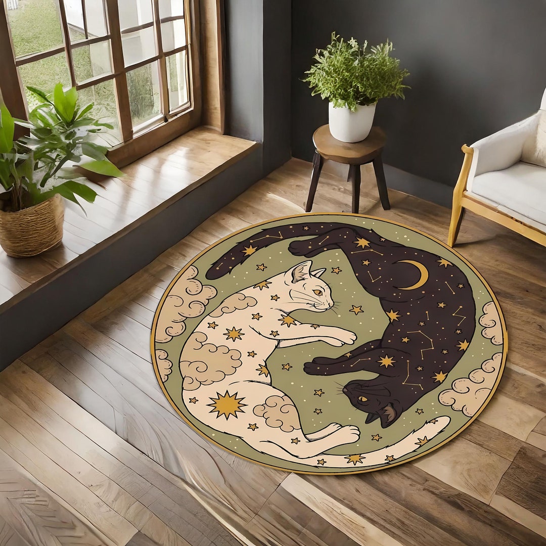 Cat Rugs, Round Rug, Circle Rugs, Animal Rug, Boho Rug, Luxury Rug ...