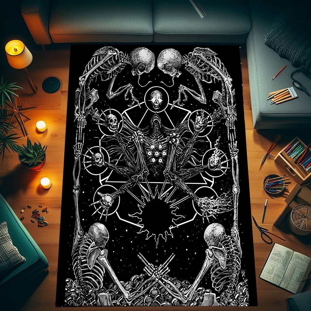 Dewil With Skull Scary Rug, Gothic Style Rug, Scary Rug, Non-slip Area ...