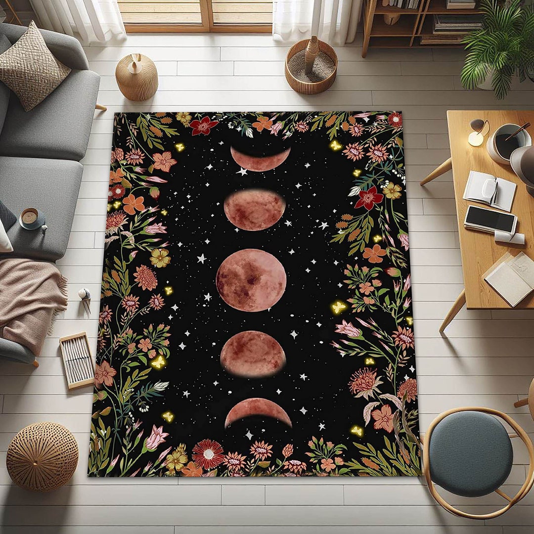 Moonlight Rug, Mystic Rug,mystic Theme Rug,moon Phase Rug,night Rug ...