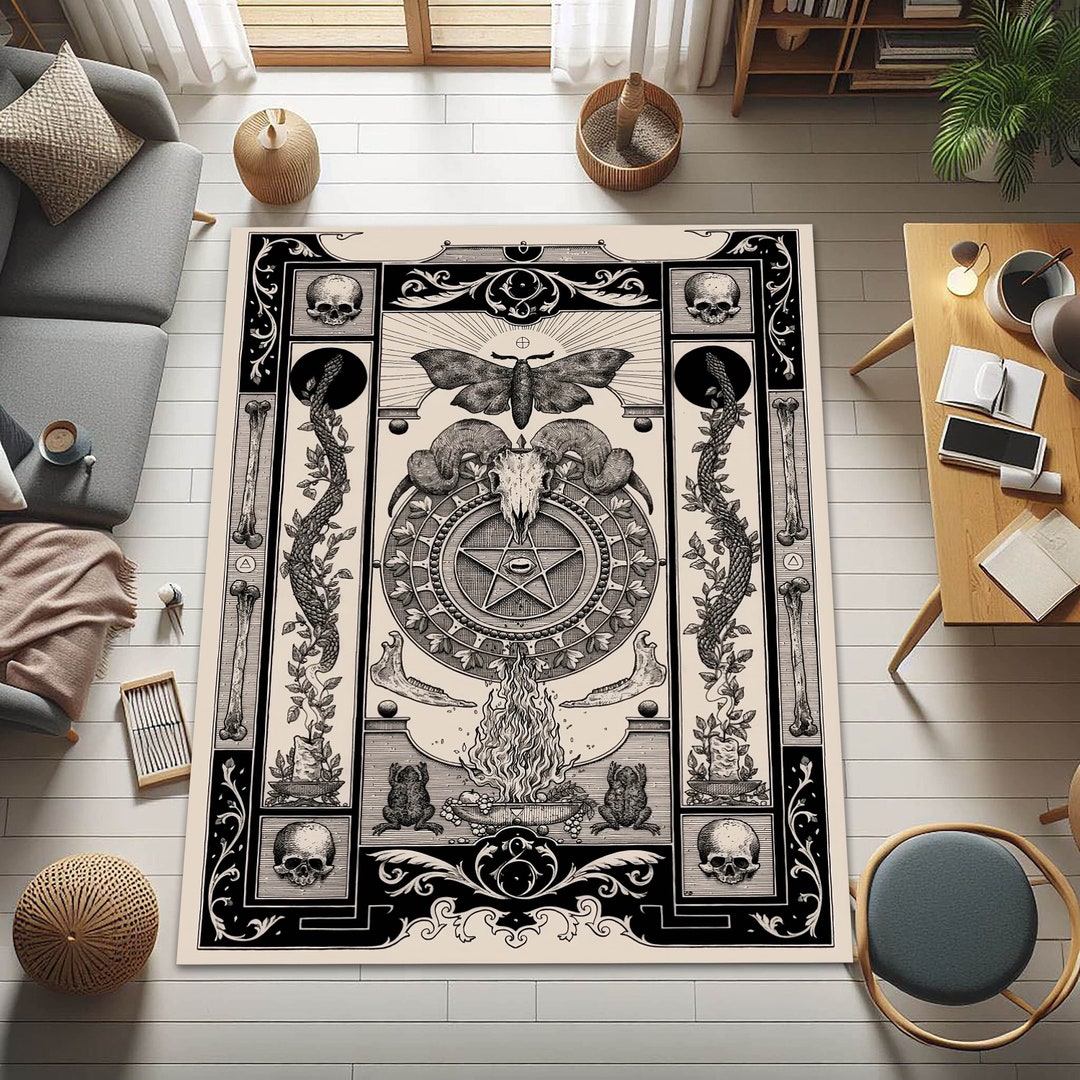Devil Rug, Skul Rug,snake Rug, Satanic Pentagram Rug Satan Rug, Triball ...