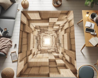 Tunnel Rug, Optical Illusion Rug, Illusion Rug, Rectangular Illusion ...