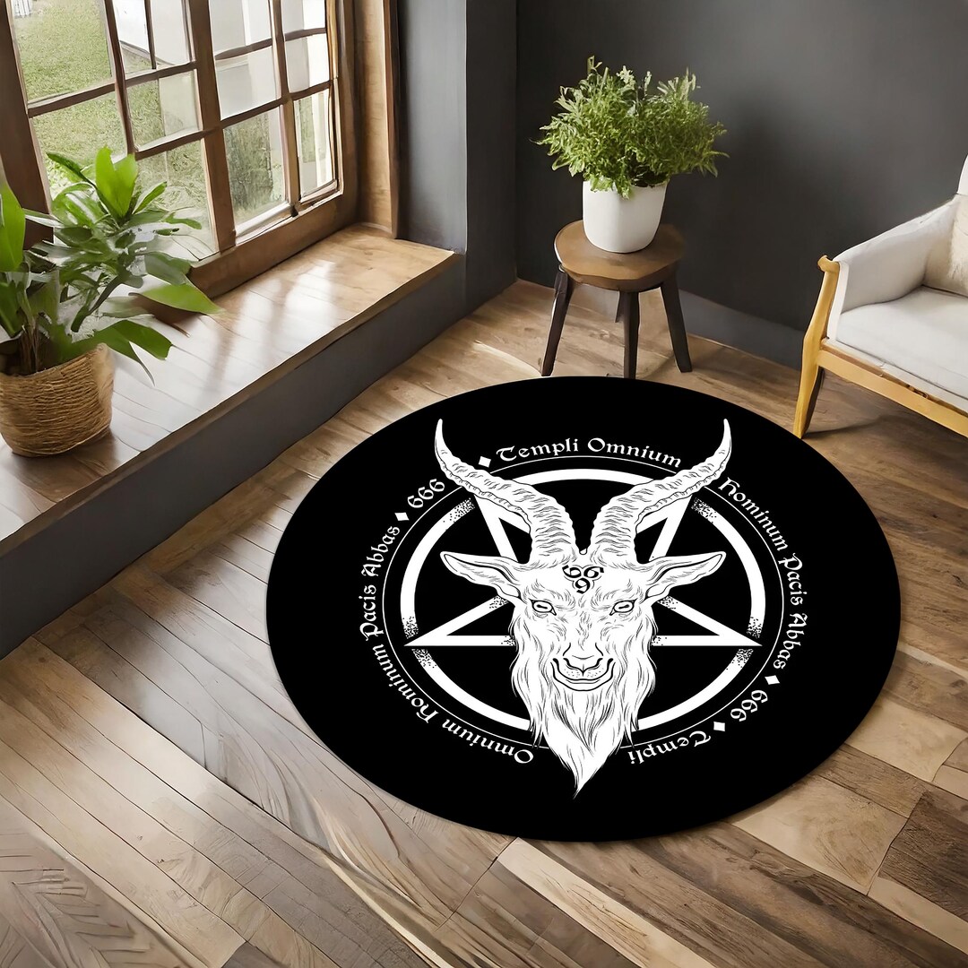 Satanic Pentagram Round Rug,satanic Dark Skull Rug,goatboi Rug,satanic ...