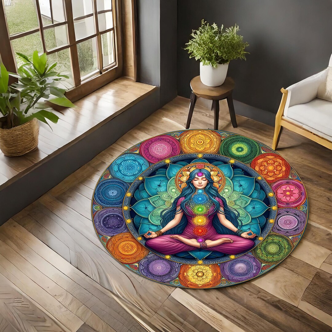 Mandala Rug, Mandala Pattern Rug, Mandala Round Rug, Floral Mandala ...