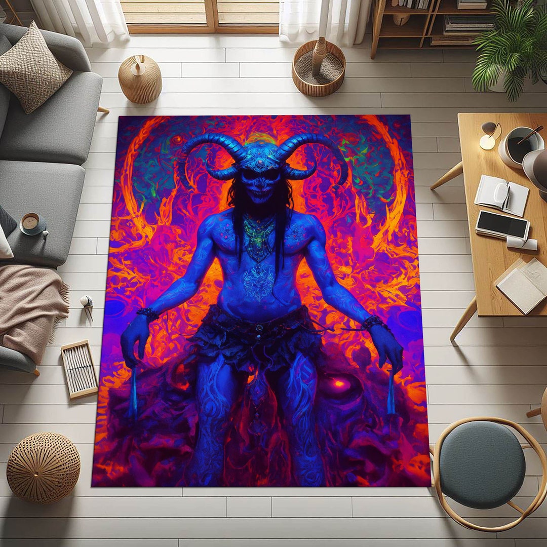 Pentagram Rug,baphomet Demon Rug,satanic Goat Rug,satanic Pentagram Rug ...