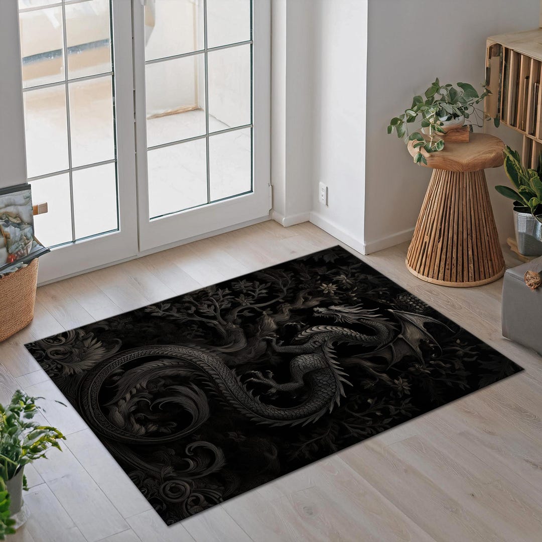 Gothic Dragon Rug, Fantasy Inspired Area Rug, Fairycore, Dark Academia ...