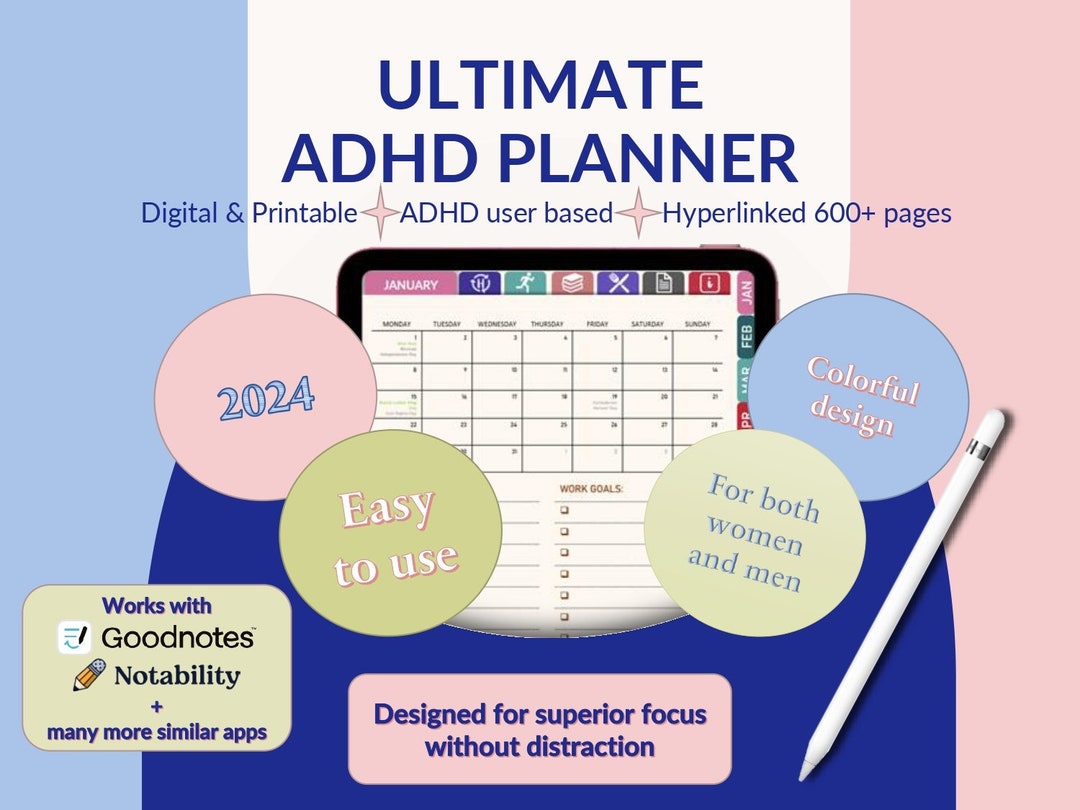 Ultimate ADHD Planner I 2024 ADHD Planner I ADHD Digital Planner I ...