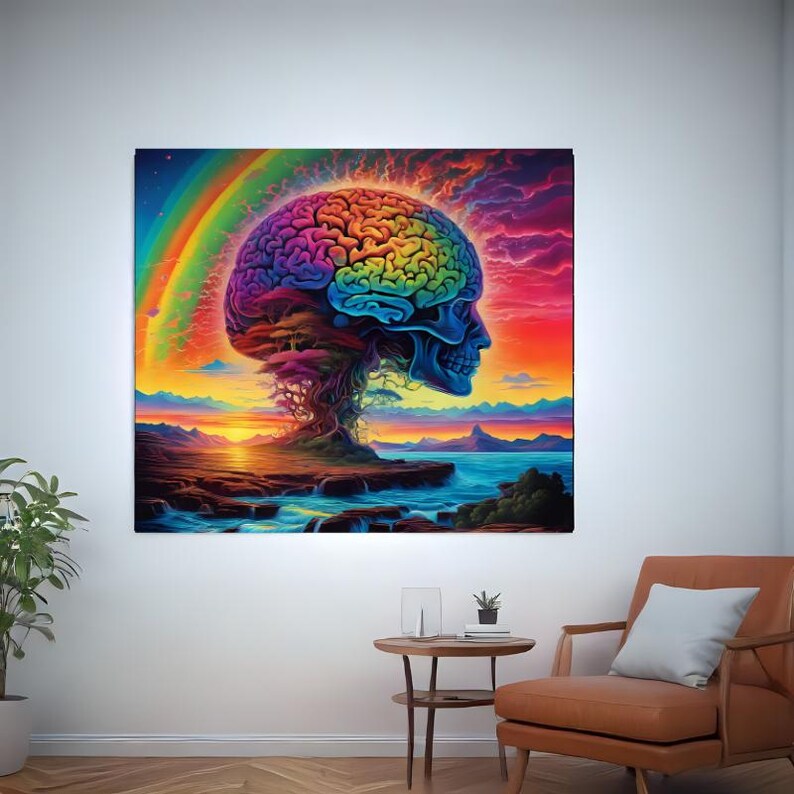 Neuroscience Brain Art Digital Download Prints Rainbow Brain Psych Art ...