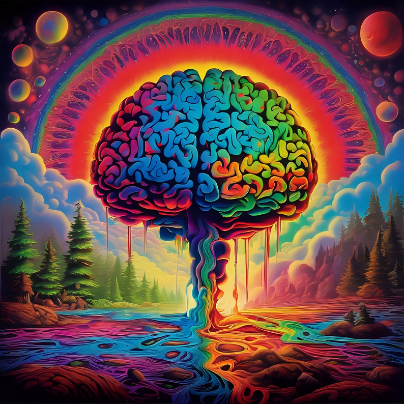 Neuroscience Brain Art Digital Download Prints Rainbow Brain Psych Art ...