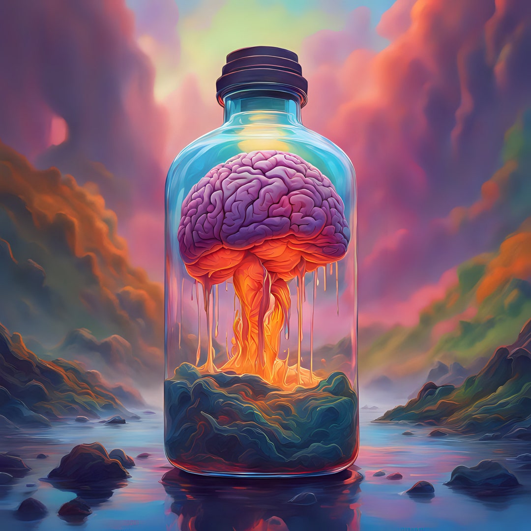 Neuroscience Brain Art Digital Download Prints brain in a Bottle ...